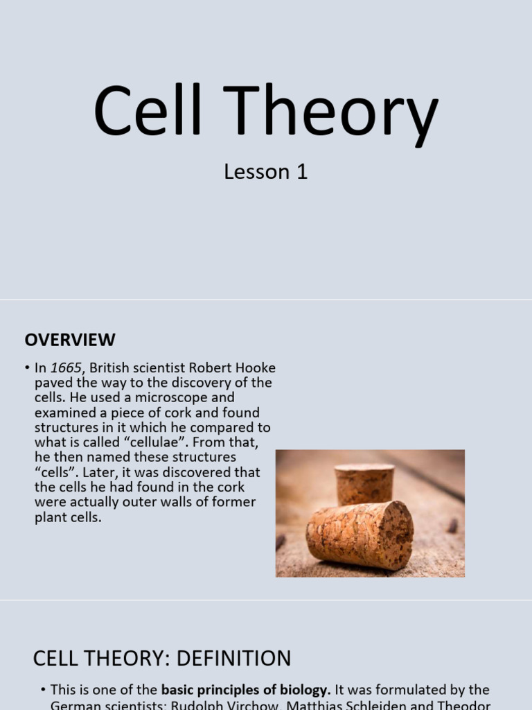 LESSON 1 - Cell Theory | PDF | Cell (Biology) | Organisms