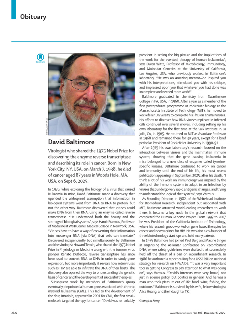 David Baltimore Lancet | PDF | Virus | Virology