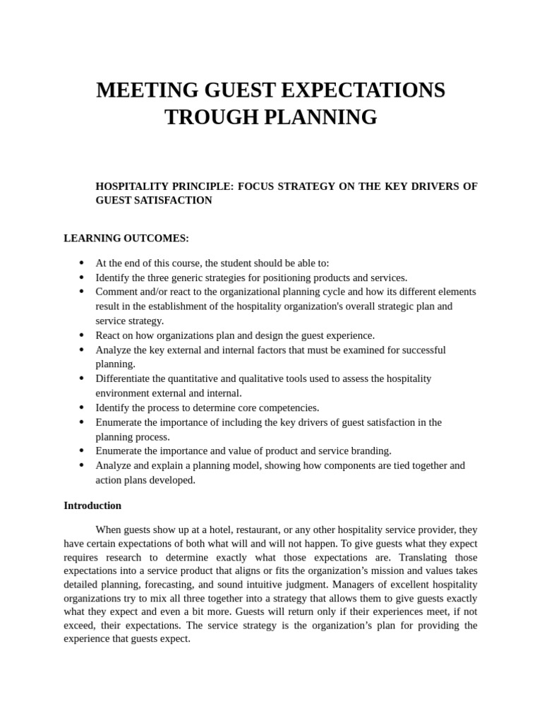MEETING-GUEST-EXPECTATIONS-TROUGH-PLANNING | PDF | Brand | Strategic ...