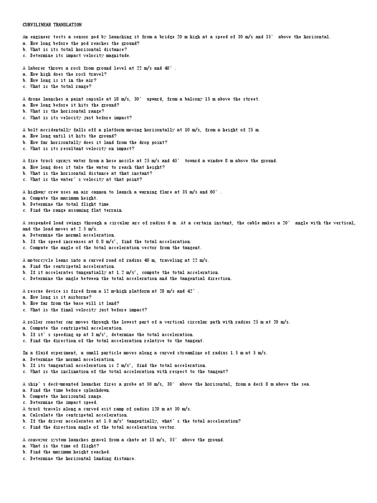 Curvilinear Translation | PDF | Acceleration | Torque