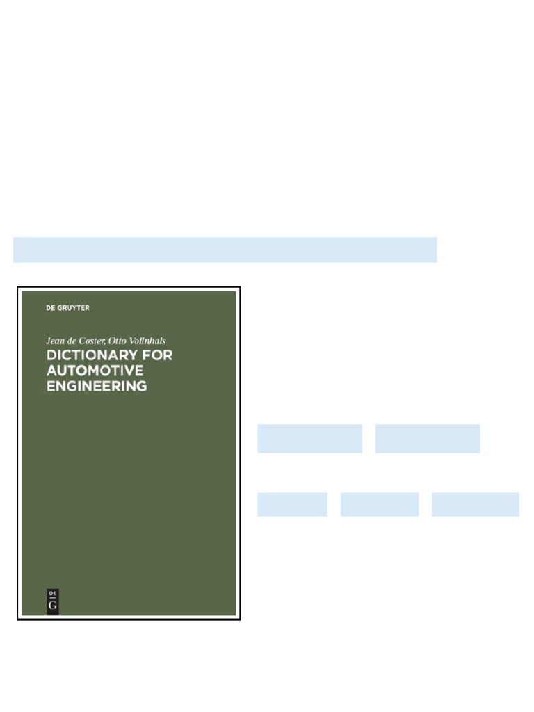 Dictionary for Automotive Engineering English French German with ...