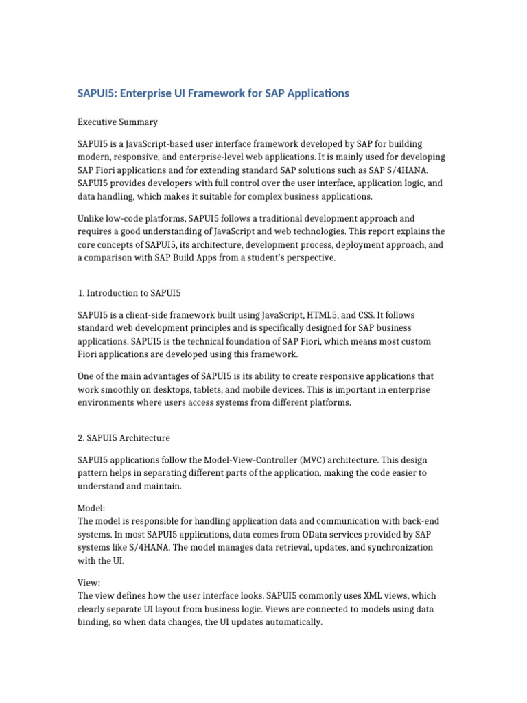 SAPUI5 Student Written Report | PDF | Model–View–Controller | Systems ...