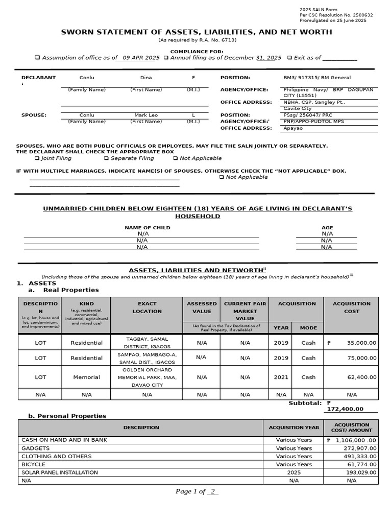 Saln 2025 Conlu (New) | PDF