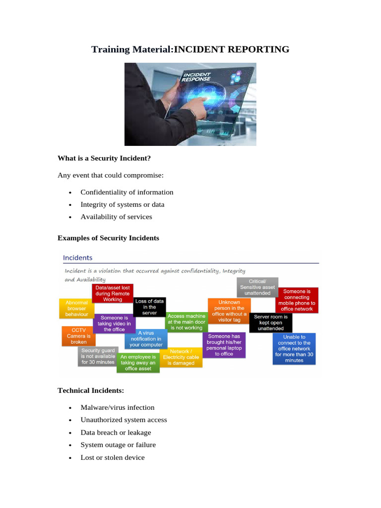 Training Material (Incident Reporting) | PDF | Computer Security | Security