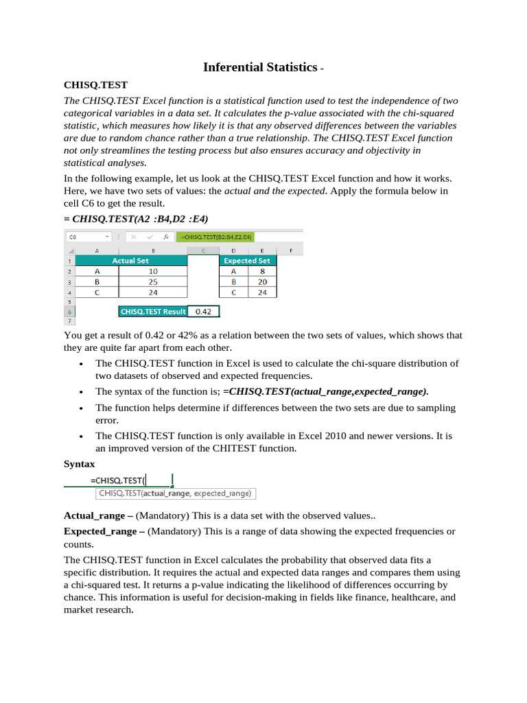 Unit3 Inferential Statistics | PDF | F Test | P Value