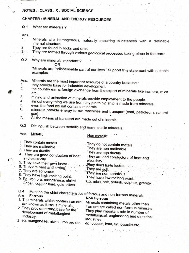 Minerals and Energy Resources | PDF