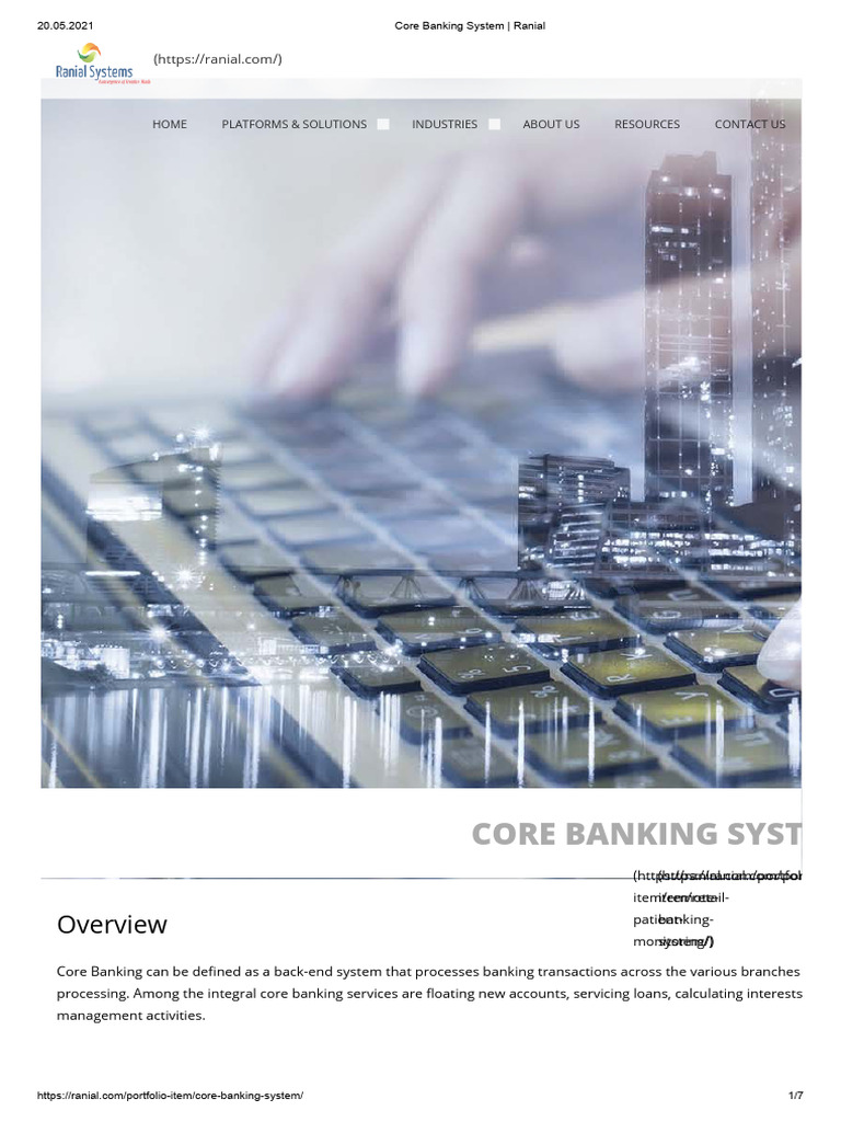 Core Banking System - Ranial | PDF | Banks | Computing