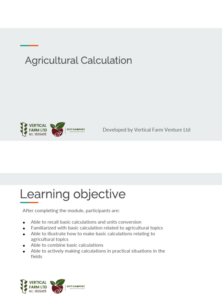 Agricultural Calculation | PDF | Seed | Fertilizer