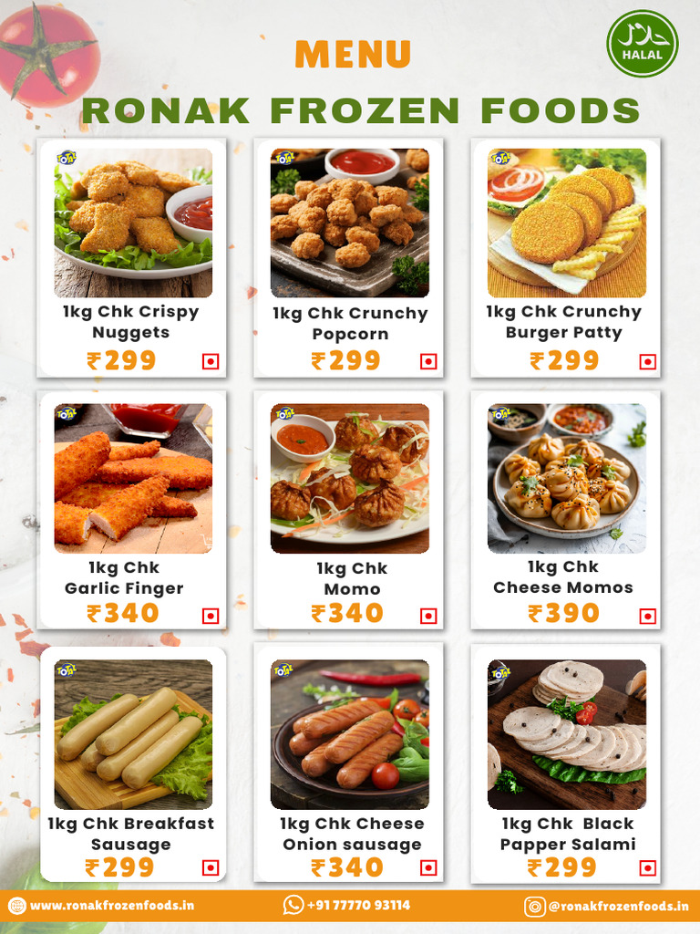 Ronak Frozen Food Catlogue | PDF | Hamburgers | Foods