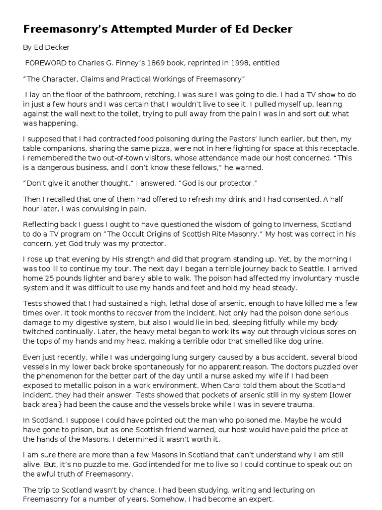 Maçonaria - Freemasonry Attempted Murder of Ed Decker | PDF ...