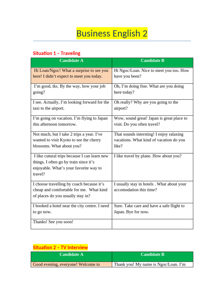Business English 2 Conversations | PDF