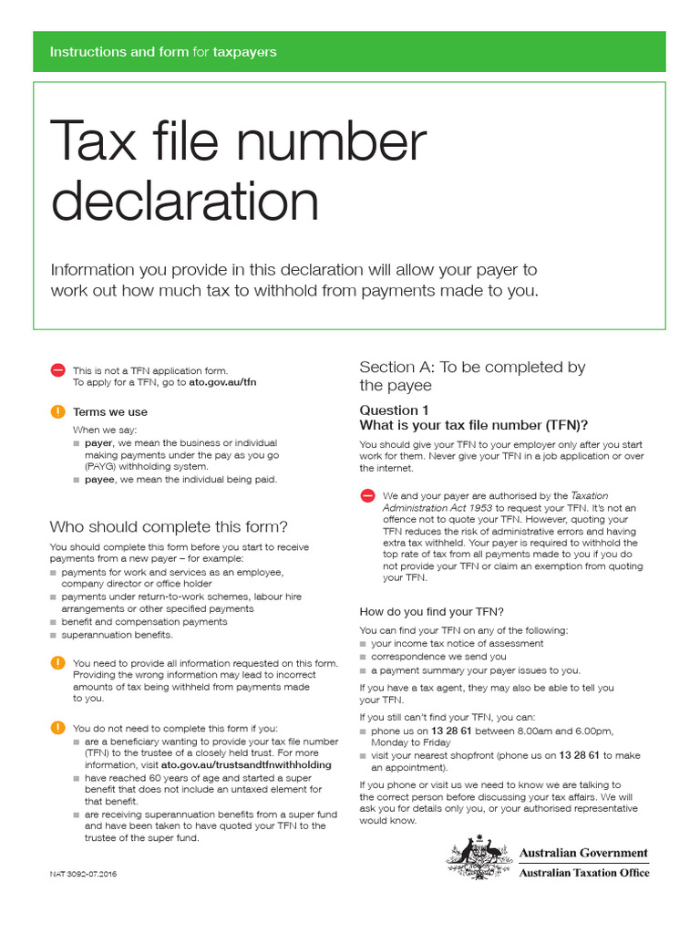 3. TFN Declaration Form - Smart PDF 2 | PDF | Tax Exemption | Payments