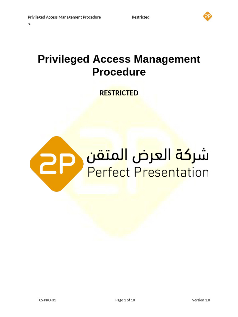 Privileged Access Management Procedure | PDF | Computer Security | Security