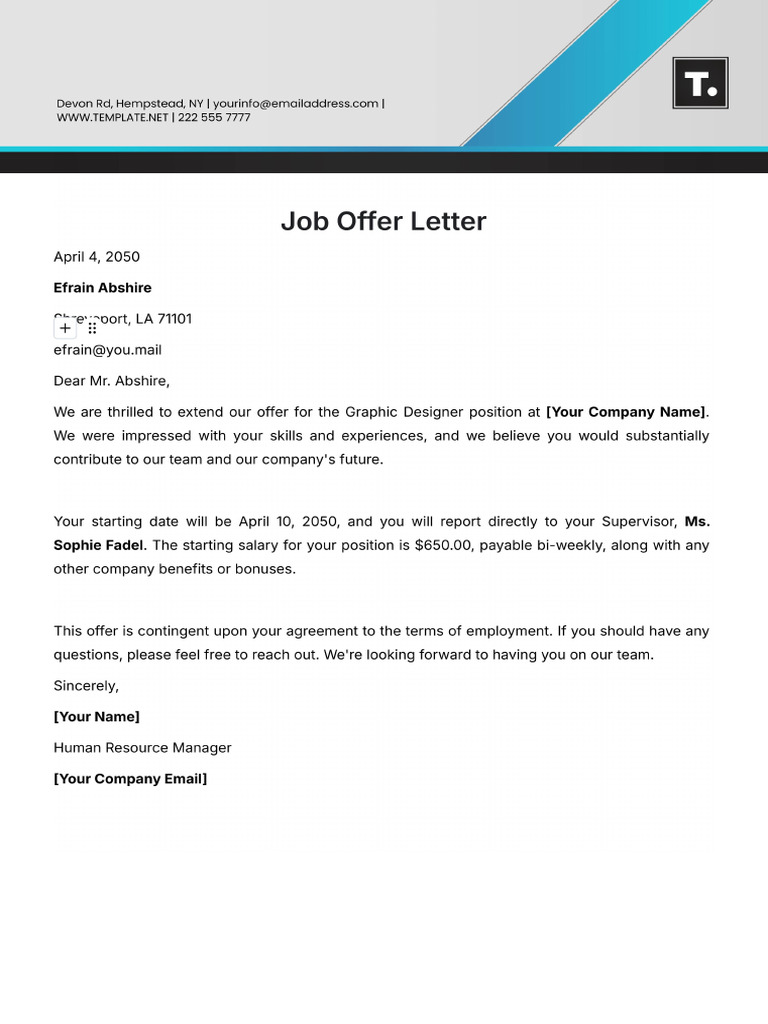 Job Offer Letter Template | PDF