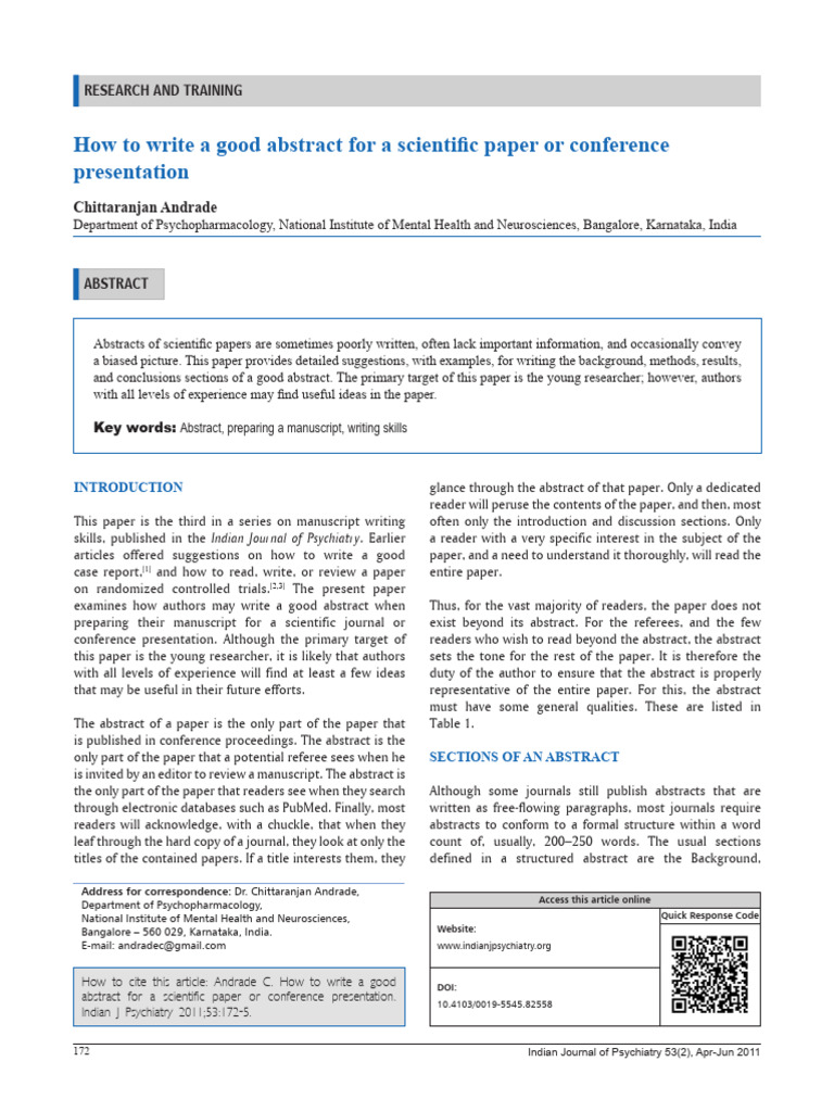How to Write a Good Abstract for a Scientific.19 | PDF | Attention ...
