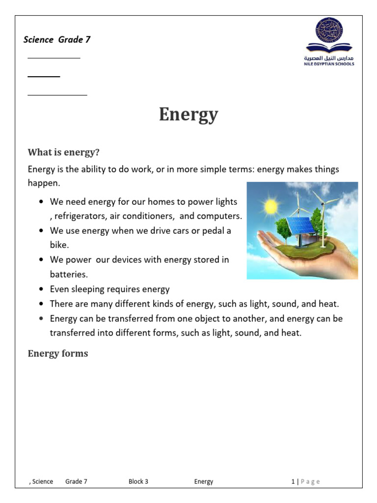 Energy Study Sheet | PDF | Potential Energy | Kinetic Energy