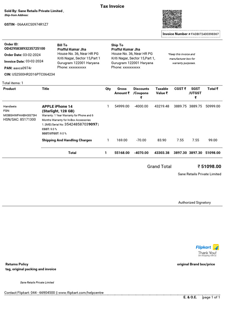 Mobile Bill | PDF | Smartphone | Mobile Phones