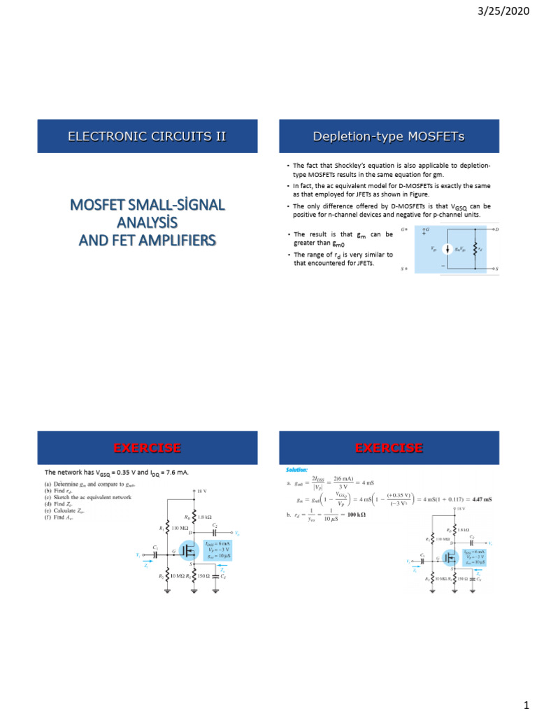 MOSFET Small Signal Analysis | PDF | Field Effect Transistor | Mosfet