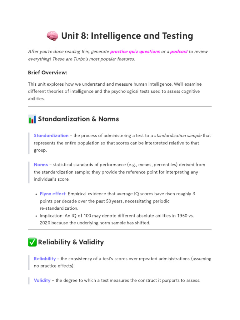 Unit 8 Intelligence and Testing | PDF | Intelligence Quotient ...