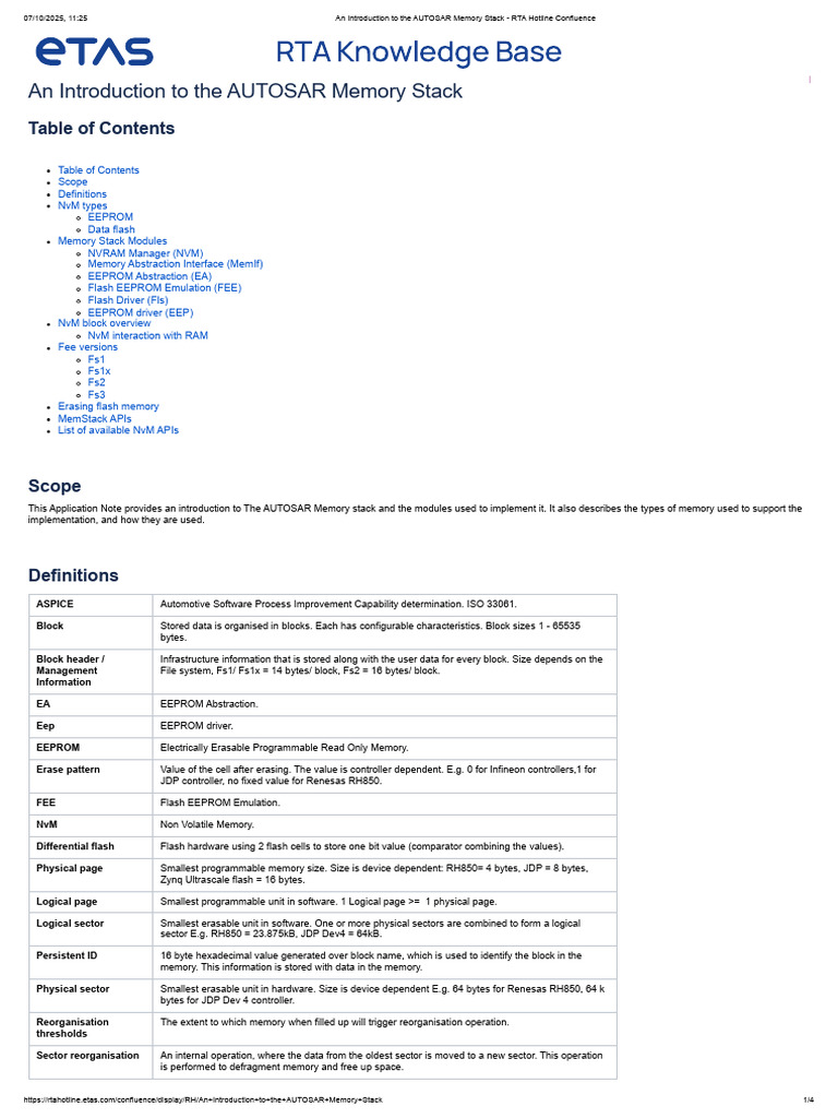 An Introduction To The AUTOSAR Memory Stack - RTA Hotline Confluence ...