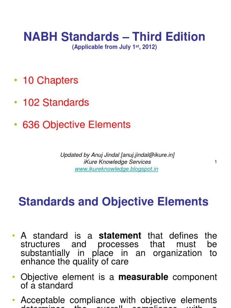 NABH 3rd Edition Presentation | PDF