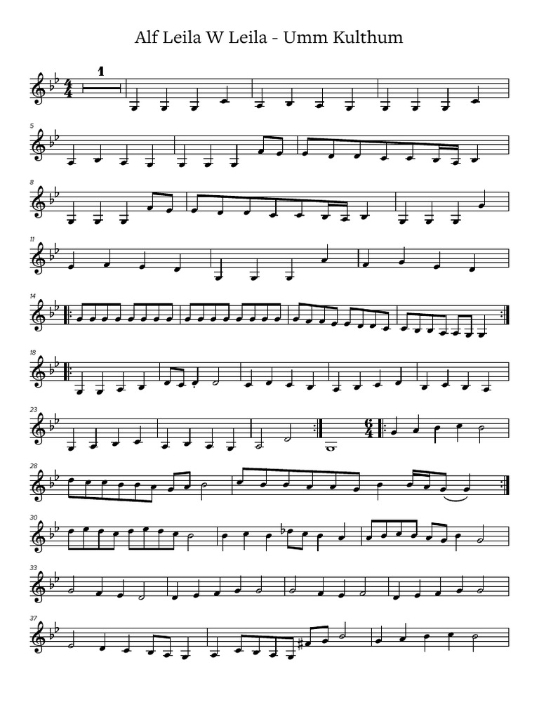 Alf Leila W Leila (Violin Sheet Music) | PDF | Songs
