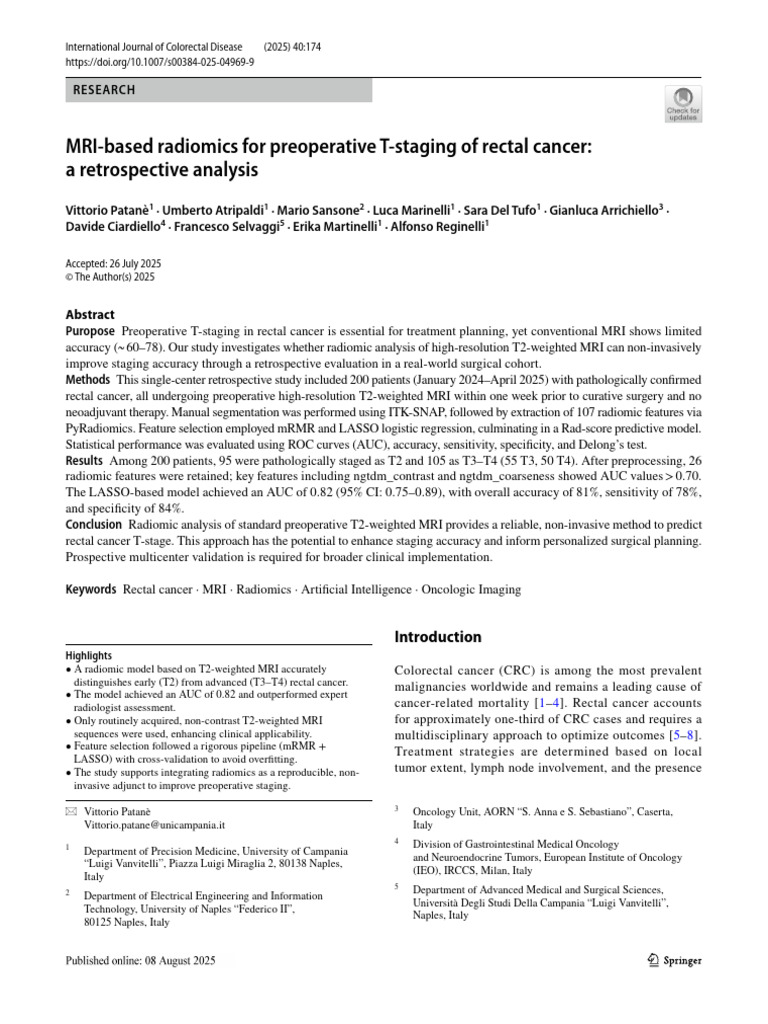 MRI-based radiomics for preoperative T-staging of rectal cancer_ a ...