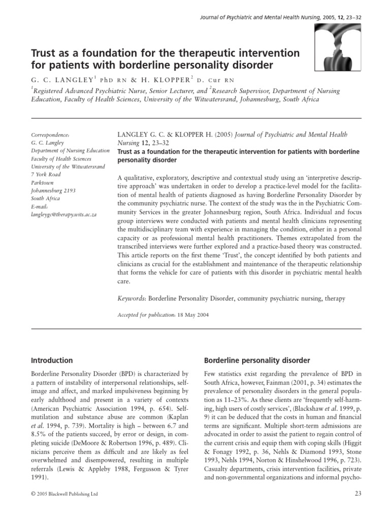BPD Case Study + Trust Build | PDF | Borderline Personality Disorder ...