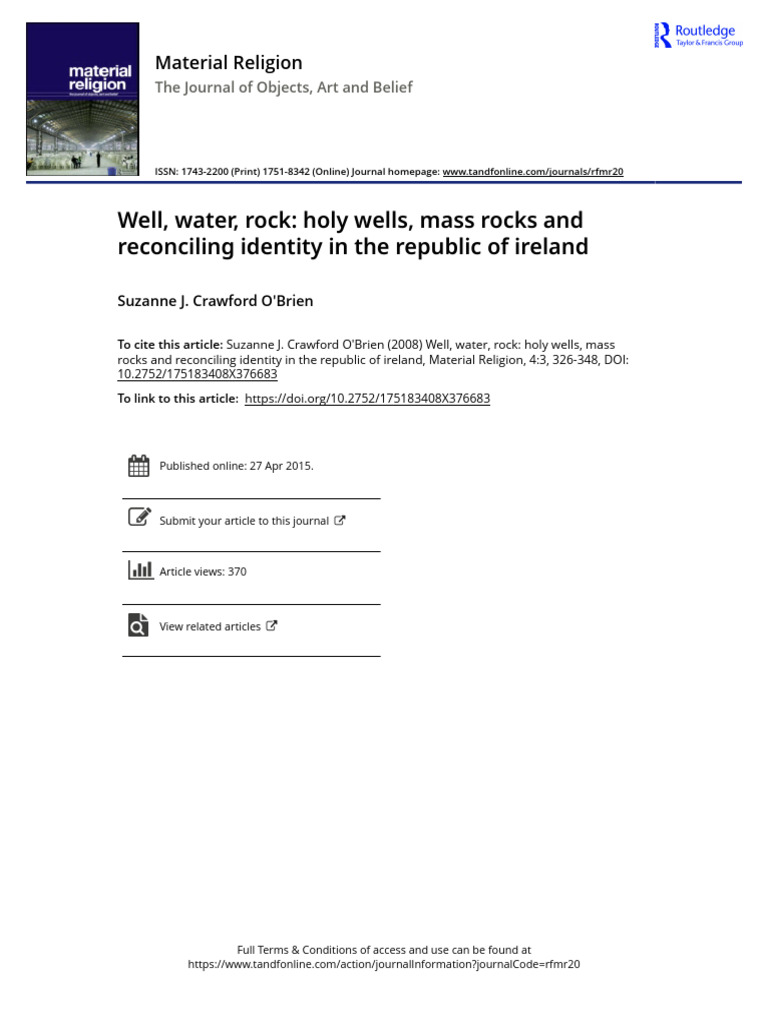 Well Water Rock Holy Wells Mass Rocks and Reconciling Identity in the ...