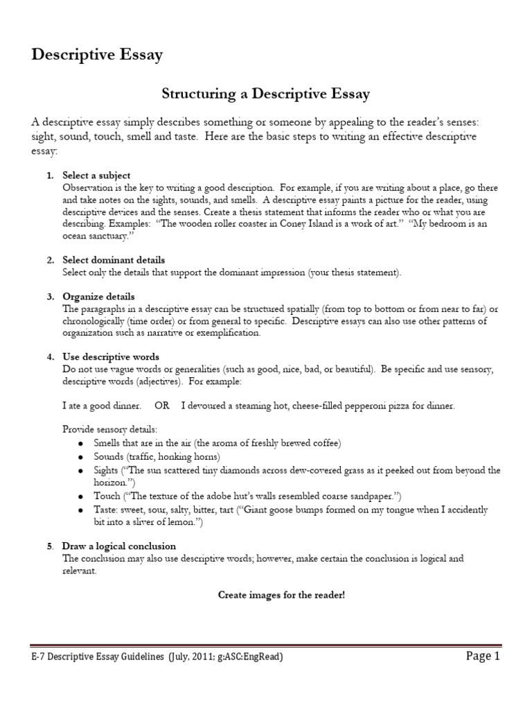Descriptive Essays - Complete | PDF | Essays | Senses