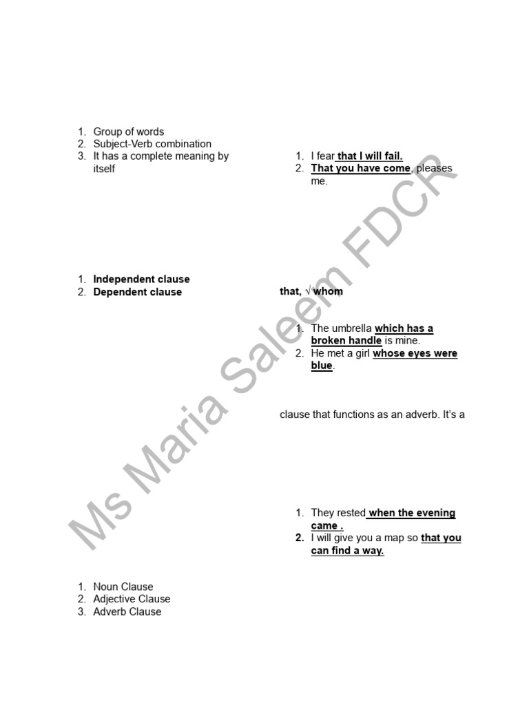Clauses Notes | PDF | Clause | Adverb