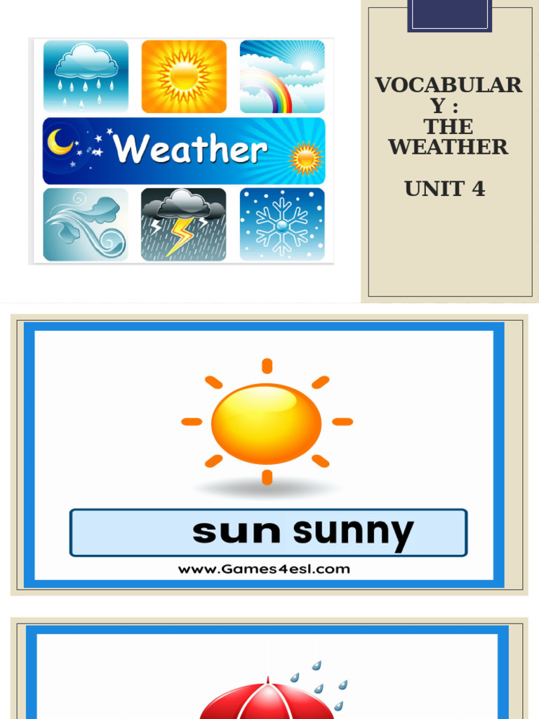 Vocabulary The Weather Unit 4 | PDF