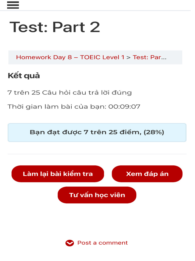 Test Part 2 - Cham Toeic | PDF