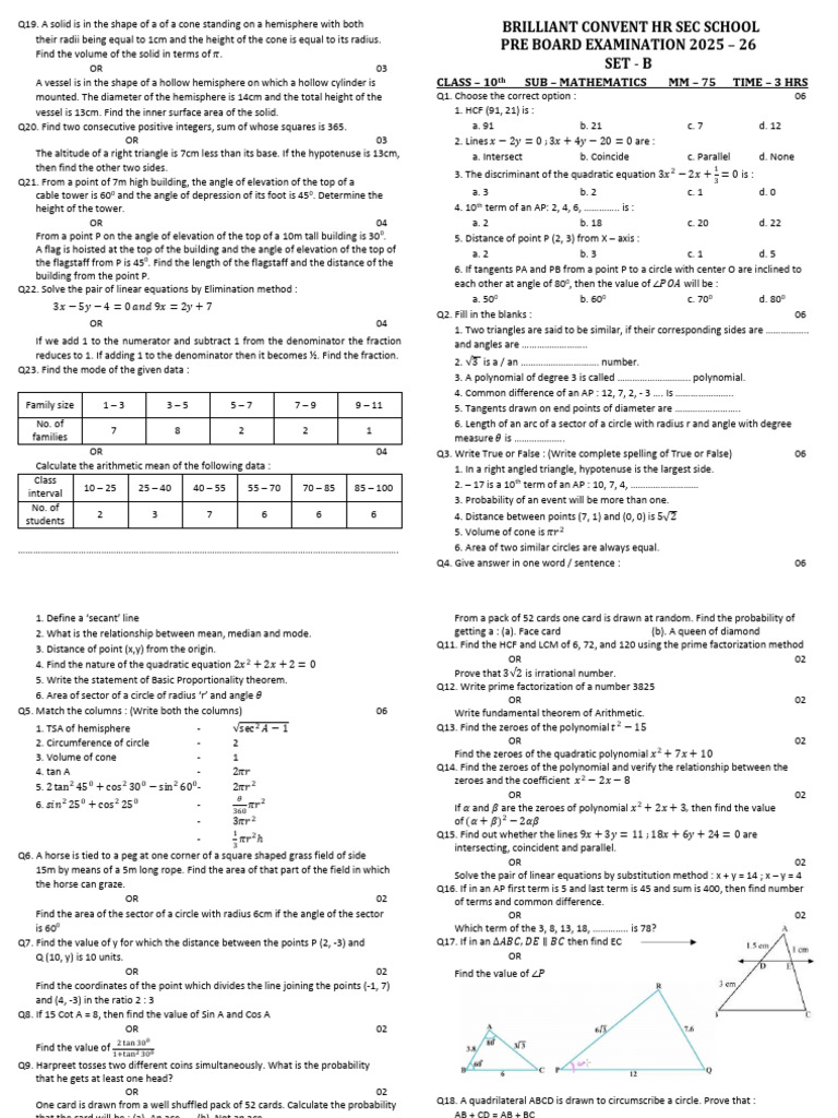C10 MATH PB (B) | PDF | Polynomial | Sphere