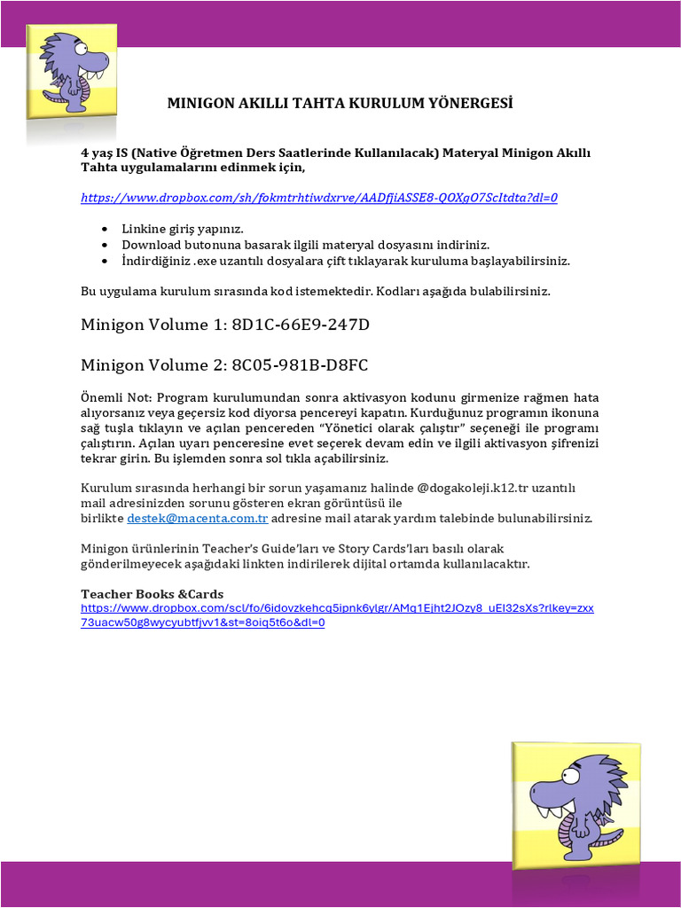 Minigon Akilli Tahta Kurulum Yönergesi̇ 25-26 | PDF