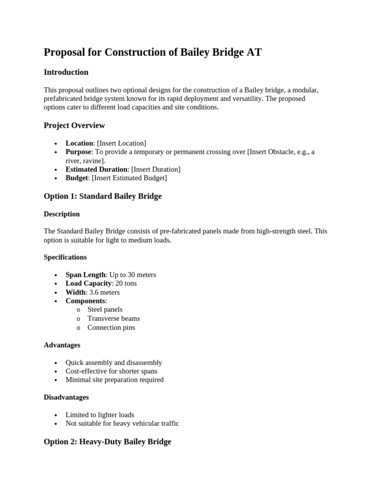 Aaaaaa Proposal for Construction of Bailey Bridge | PDF | Bridge ...
