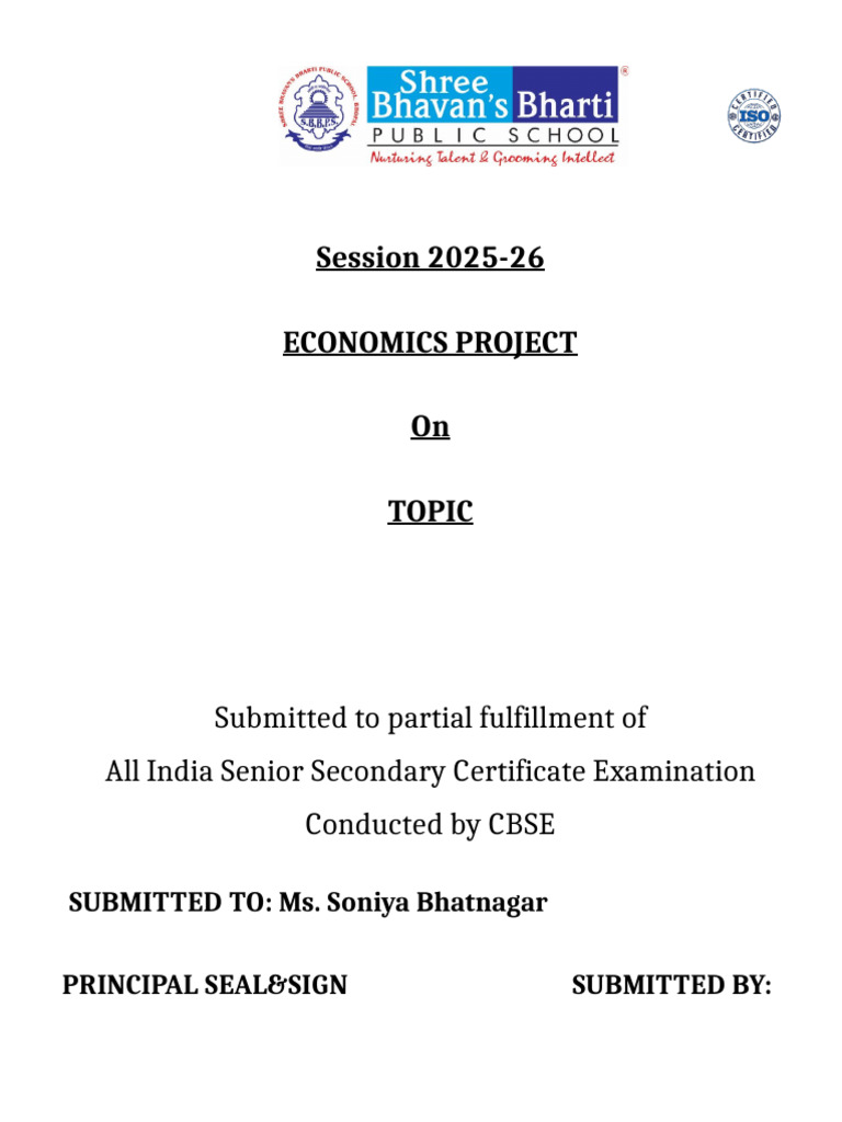 Project Front Page Class XII 2025 | PDF