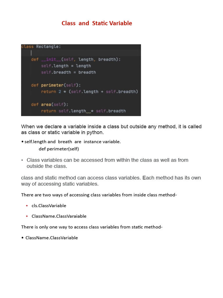 Class Static Variable | PDF