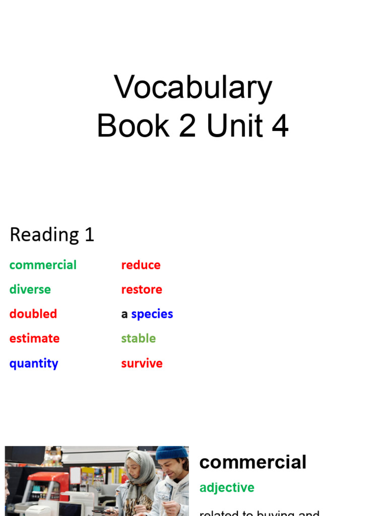 Book 2-U4 Vocabulary Slides | PDF | Verb | Adjective