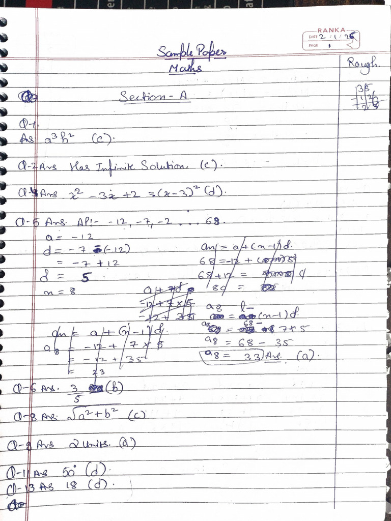 Maths Basic Paper Ans | PDF