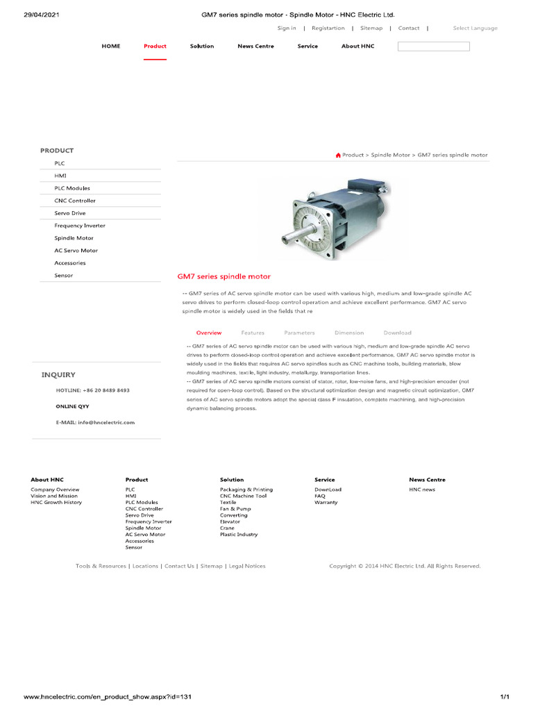 GM7 Series Spindle Motor - Spindle Motor - Flyer | PDF