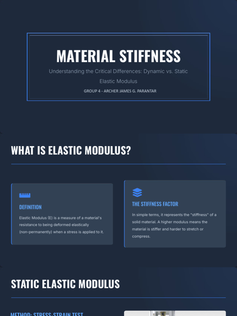 Static Vs Dynamic Modulus | PDF | Young's Modulus | Deformation ...