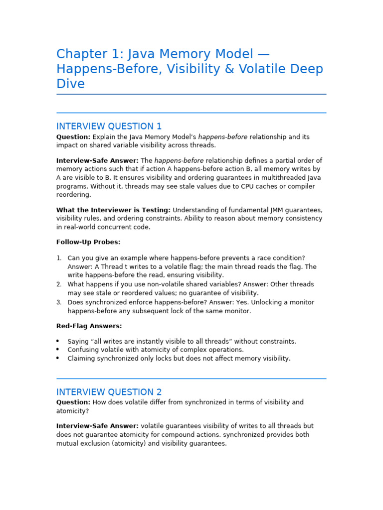 7 Java Memory Model Happens Before Visibility Volatile Deep Dive Interview Questions Master ...