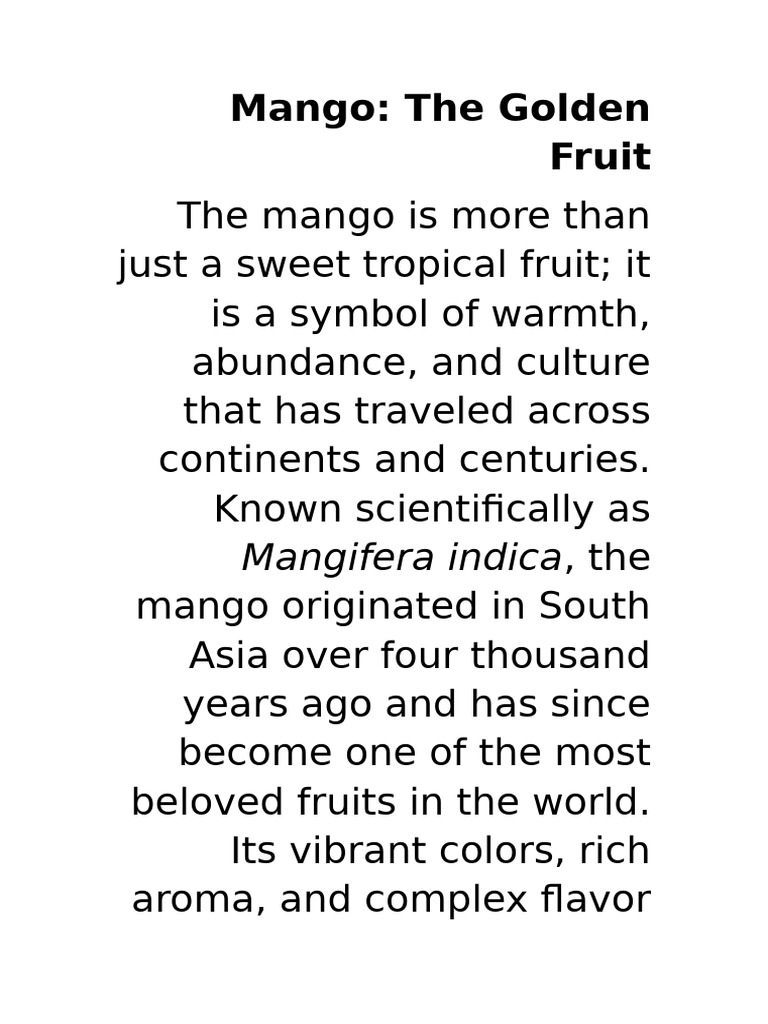 Mango history | PDF | Mango | Foods