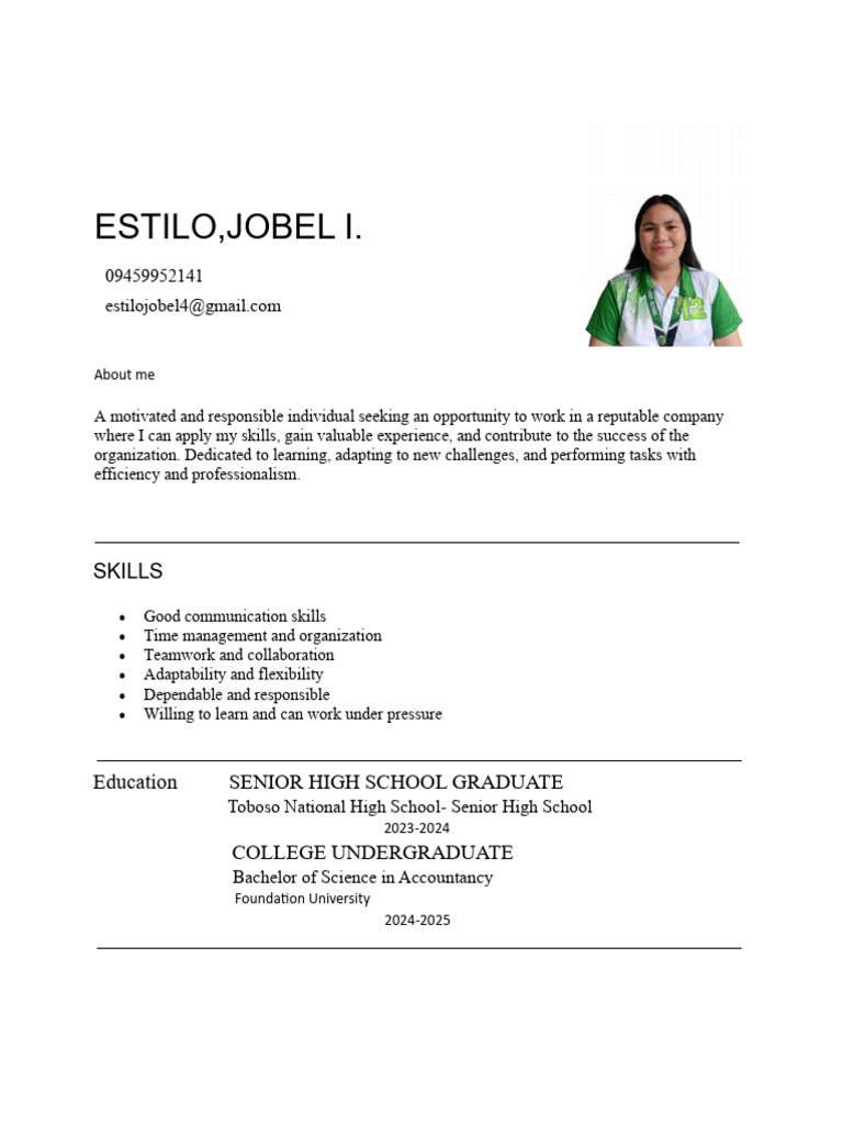 Estilo, Jobel I.: Skills | PDF