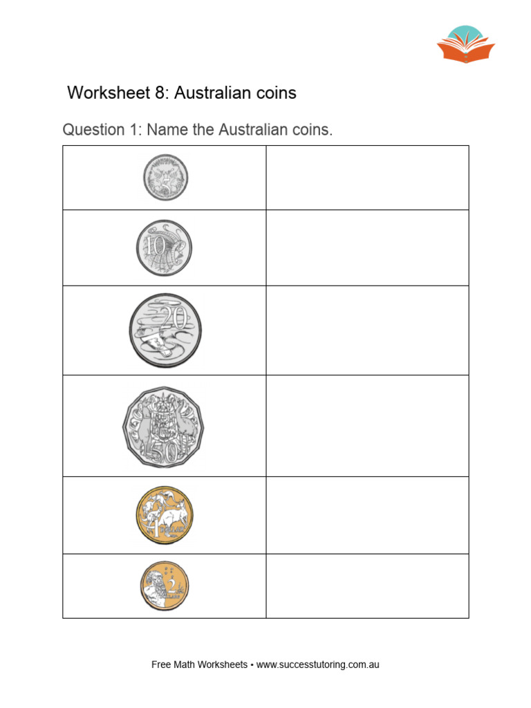 Worksheet 8 Australian Coins | PDF