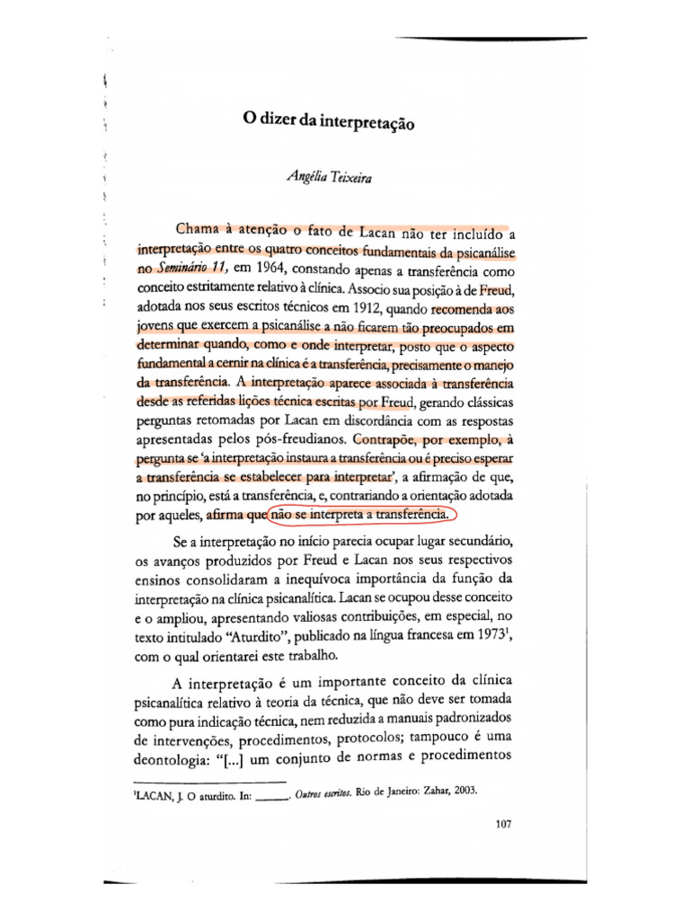 O Dizer Da Interpretação - Angélia Teixeira | PDF