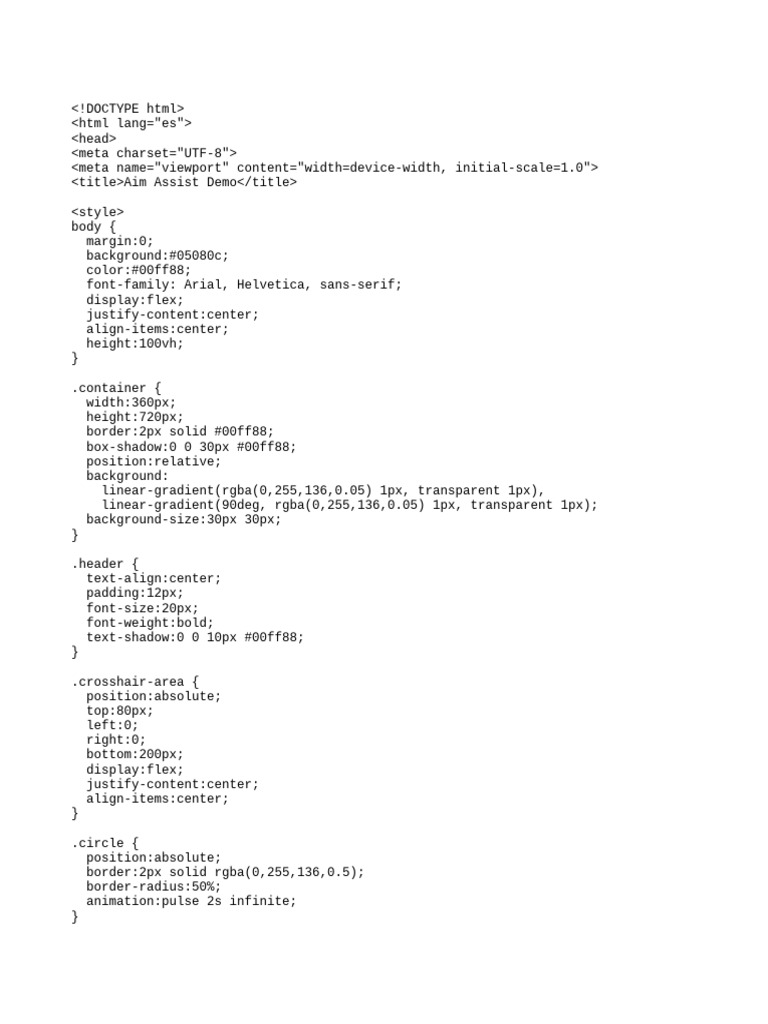 Aim Assist Demo - HTML | PDF