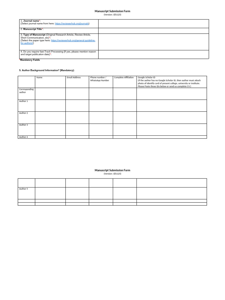 Manuscript Submission Form | PDF