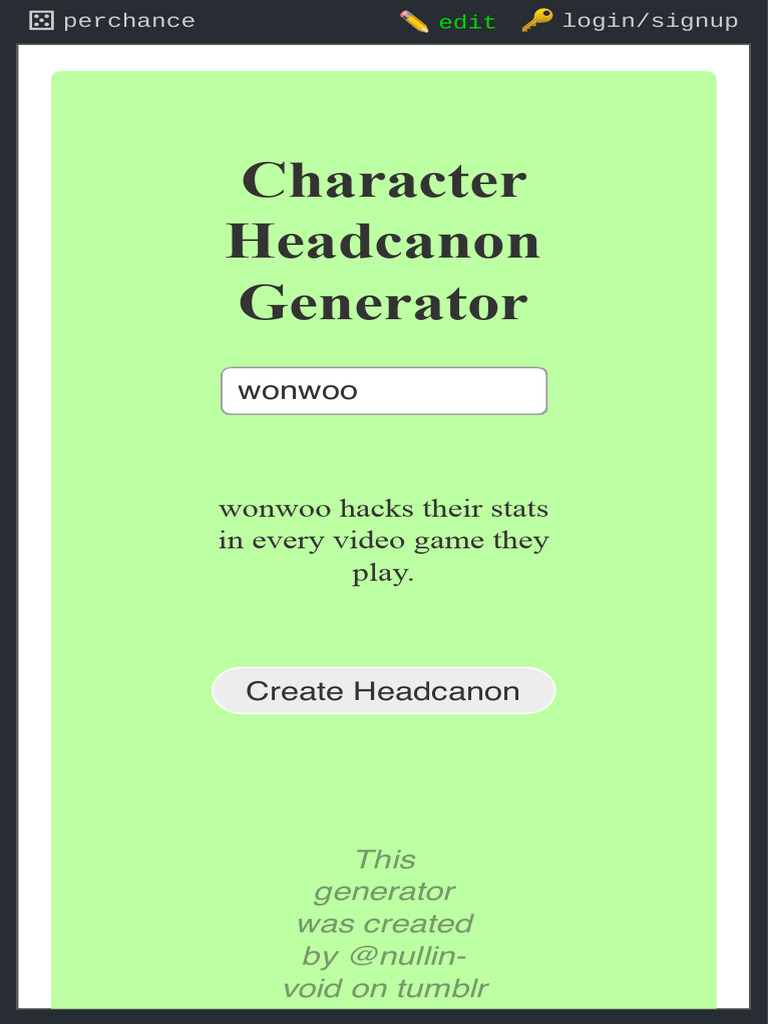 Character Headcanon Generator Perchance | PDF